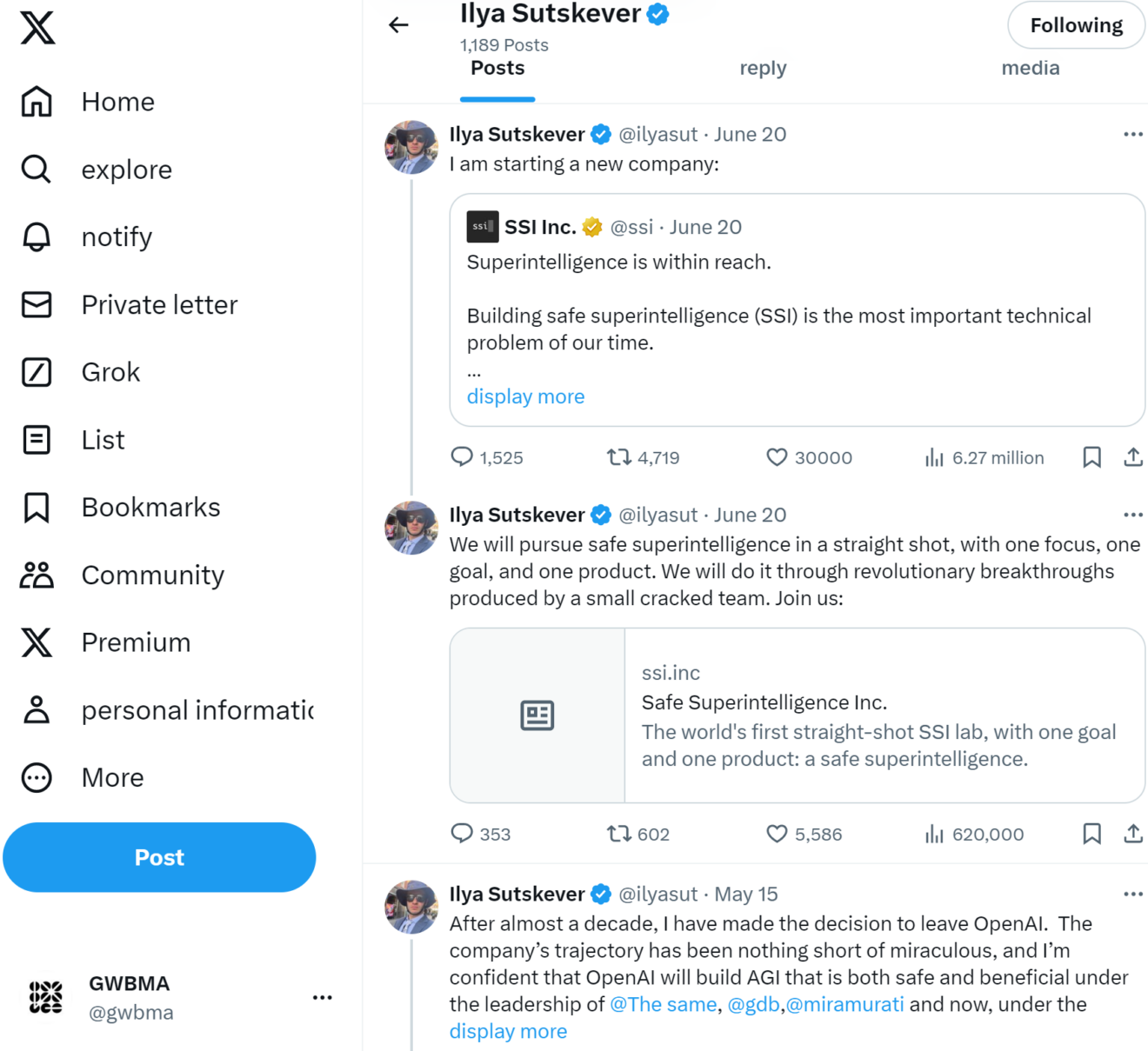 安全超级智能公司: OpenAI之父Ilya Sutskever的使命